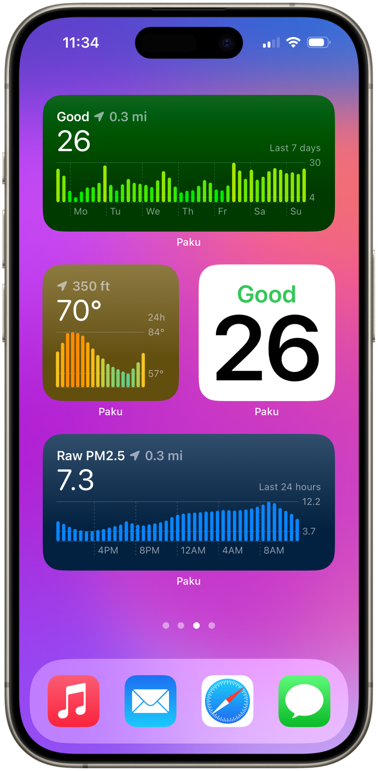 Paku for PurpleAir - Air Quality App and Widget